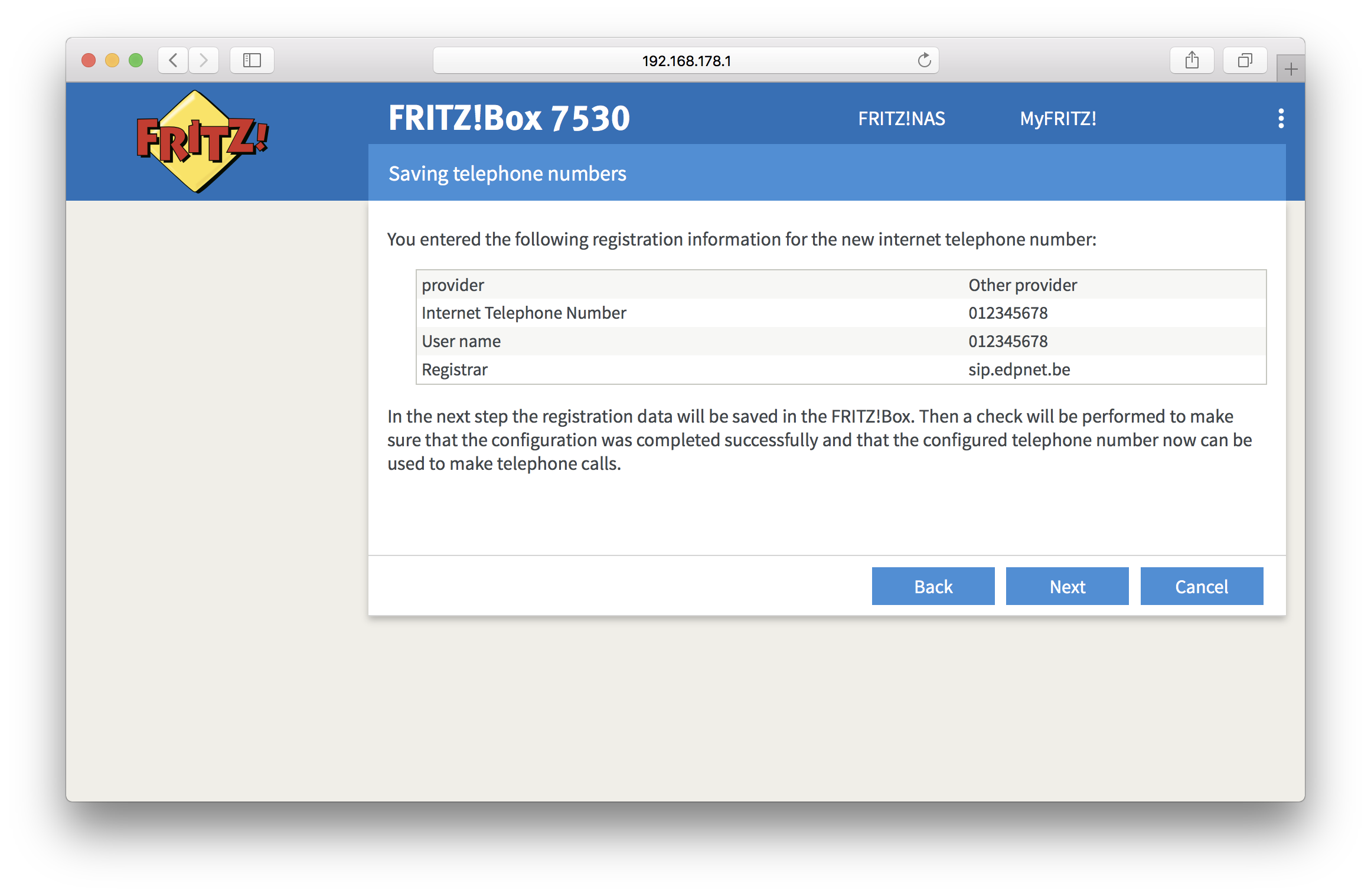 How do I configure edpnet telephony on my FRITZ!Box – edpnet